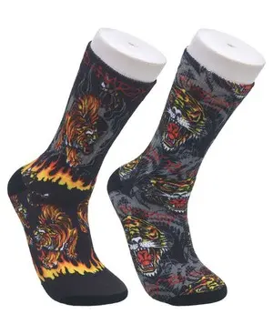 Ed Hardy Tiger 360 Print Full Cushion Crew Sock 2-pack - Black