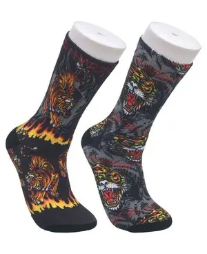 Ed Hardy Tiger 360 Print Full Cushion Crew Sock 2-pack - Black