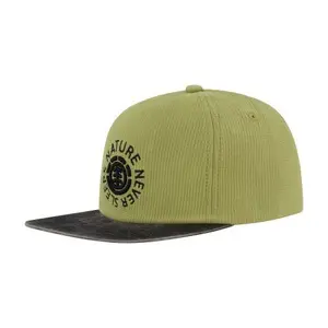 ELEMENT Low Profile Flat Brim Cap In Ribbed Cotton - Forest