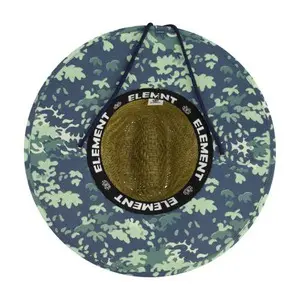 ELEMENT Woven Seagrass Lifeguard Hat With Camo Under Brim - Green