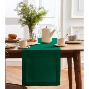 Solino Home Linen Table Runner For Dining Table Green
