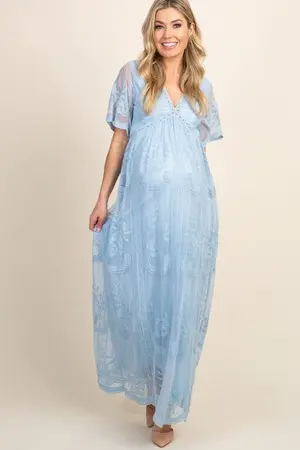 Blue Maternity Maxi Dresses