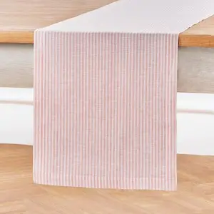 SOLINO HOME Linen Table Runnernarrow Stripe - Peach And White