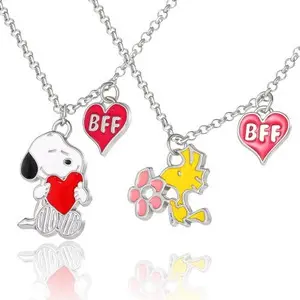 PEANUTS Snoopy And Woodstock Bff Necklace Set - Silver