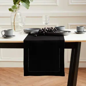 SOLINO HOME Linen Table Runnersonoma Hemstitch - Black