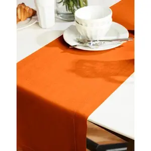 Solino Home Linen Table Runner For Dining Table - Pumpkin