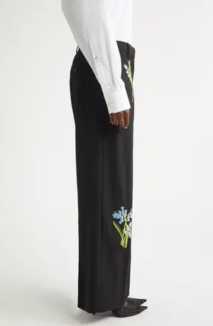 Stella McCartney Embroidered Wool Straight-leg Pants
