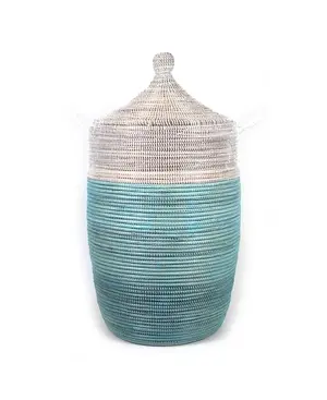 MBARE Dou Lid Storage Basket Two-tone - Turquoise And White