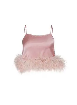 Fleur Du Mal Feather Cropped Cami