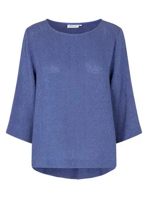 MASAI COPENHAGEN Dovinia 3/4 Sleeve Round Neck Blouse - Gray Blue