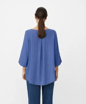 MASAI COPENHAGEN Dovinia 3/4 Sleeve Round Neck Blouse - Gray Blue