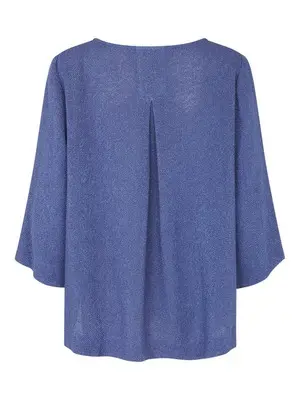 MASAI COPENHAGEN Dovinia 3/4 Sleeve Round Neck Blouse - Gray Blue