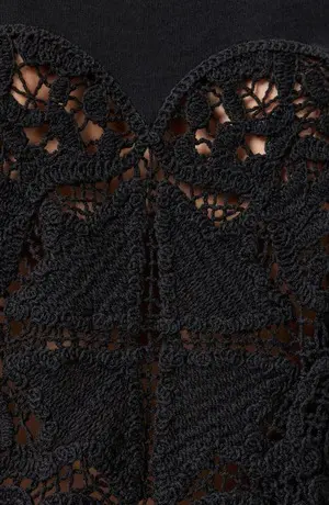 ALLSAINTS Esme Amelie Crochet Heart Back T-shirt - Black