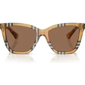 Burberry 54mm Square Sunglasses - Check Sand/dark Brown