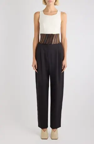 Alaïa High-waist Wool Gabardine Pants With Leather Belt