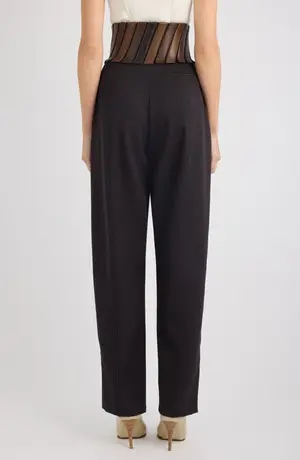 Alaïa High-waist Wool Gabardine Pants With Leather Belt