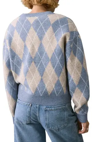Mango Argyle Pattern Knit Sweater