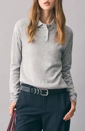 Mango Polo Neckline Fine Knit Sweater