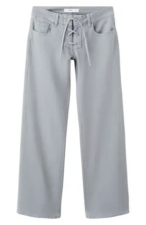 Mango Lace-up Low-rise Wide-leg Jeans
