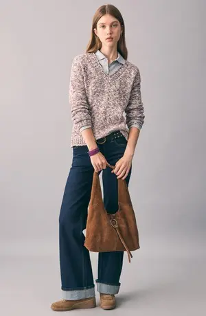 Mango Heather Knit V-neck Sweater