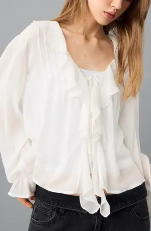 Mango Flowy Ruffle Top