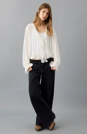 Mango Flowy Ruffle Top