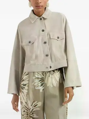 Brunello Cucinelli Suede Jacket With Embellished Collar