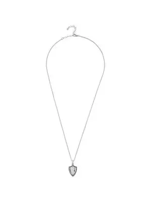 Mateo Black Diamond Shield Pendant Necklace - Silver