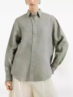 Brunello Cucinelli Monili Linen Shirt - Grey