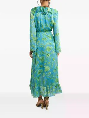 Etro Silk Long Wrap Dress With Floral Motif