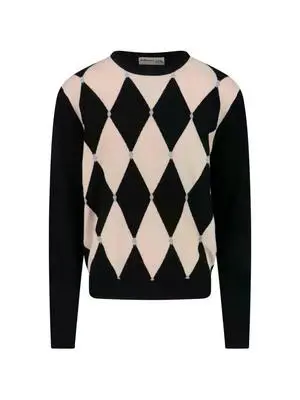 BALLANTYNE Argyle Knit Sweater - Black