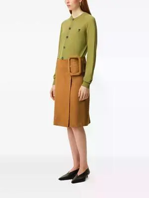 AMI Paris Wool Crewneck Cardigan With De Coeur Embroidery