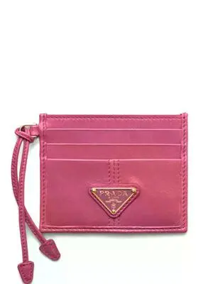 Prada Logo-plaque Leather Card Holder - Pink