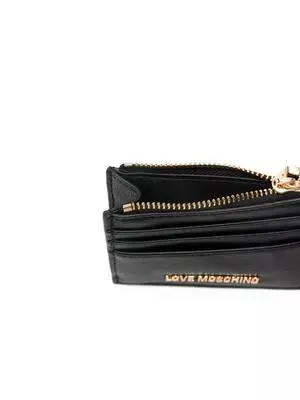 Moschino Heart Zip Card Holder - Black