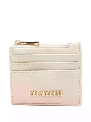 Moschino Heart Zip Card Holder - Neutrals