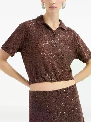 Brunello Cucinelli Sequin Embellished Polo Shirt