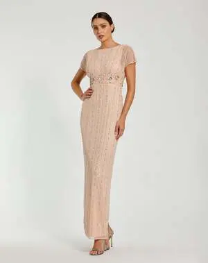 Mac Duggal Beaded Blouson Column Gown