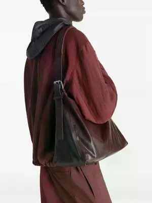 LEMAIRE Small Belted Shoulder Bag In Leather - Brown