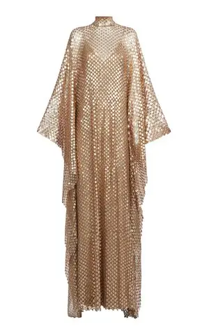 TALLER MARMO Deserto Sequined Net Caftan Dress - Metallic