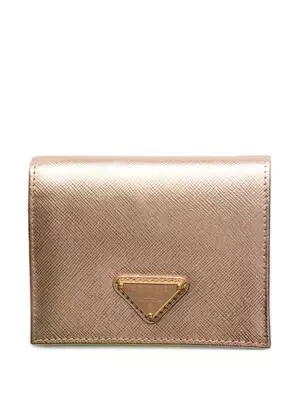 Prada Small Logo-plaque Saffiano-leather Wallet - Brown