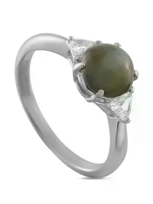 LB EXCLUSIVE Platinum Diamond And Cat's Eye Ring - Silver