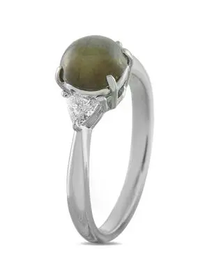 LB EXCLUSIVE Platinum Diamond And Cat's Eye Ring