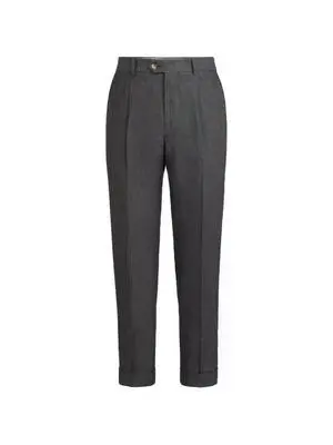 Brunello Cucinelli Pleated Délavé Linen Trousers - Grey