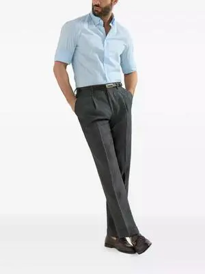Brunello Cucinelli Pleated Délavé Linen Trousers - Grey