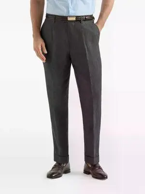 Brunello Cucinelli Pleated Délavé Linen Trousers - Grey