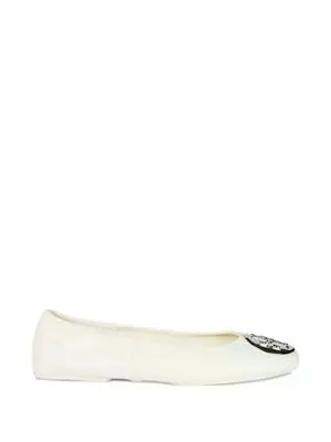 Tory Burch Reva Travel Logo-plaque Ballet Flats - Neutrals