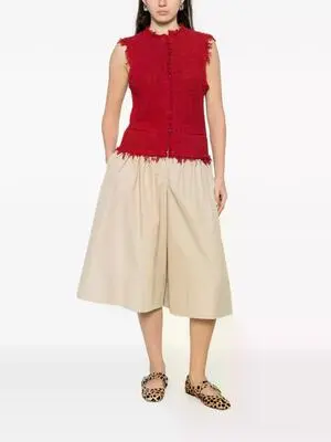 IRO PARIS Frayed Trim Sleeveless Vest - Red