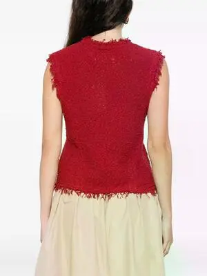 IRO PARIS Frayed Trim Sleeveless Vest - Red