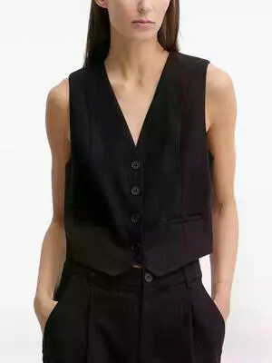 Marc O'polo Striped V-neck Top - Black