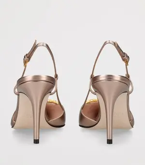 Valentino Garavani Leather Embellished Vlogo Slingback Pumps